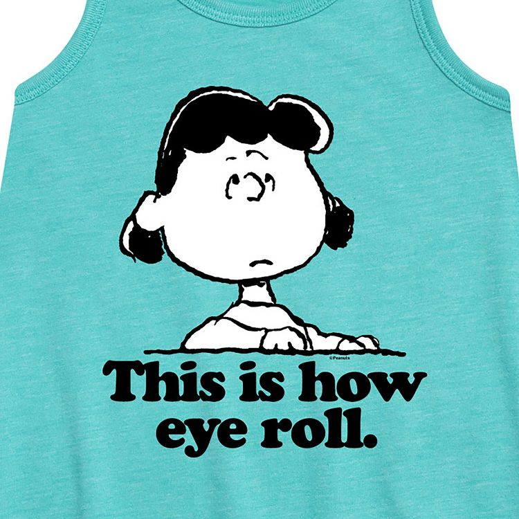 Girls' Peanuts Lucy This Is How Eye Roll Graphic Sleeveless Aline Dress ...