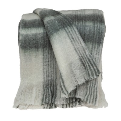 HomeRoots Transitional Gray and White Woven Handloom Throw : Target