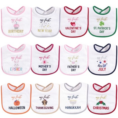 Hudson Baby Infant Girl Cotton Terry Drooler Bibs With Fiber Filling ...