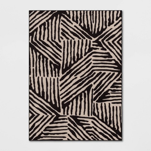 Abstract Lines Rug Black tan Threshold Target