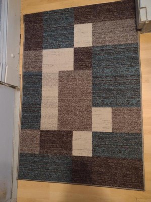 World Rug Gallery Modern Boxes Design Non-slip (non-skid) Blue 20" X 30 ...