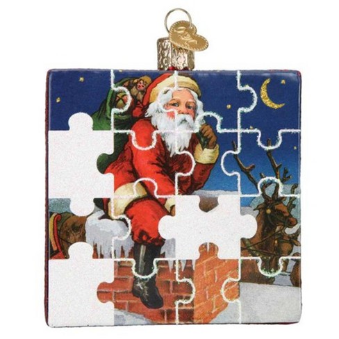Old World Christmas 4.0 Inch Santa Jigsaw Puzzle Interlocking Pieces ...