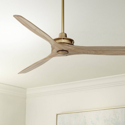 Casa Vieja 52" Windspun Soft Brass Natural Wood Blades Ceiling Fan With ...