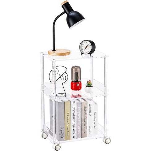 Acrylic Rolling Side Table Clear Rolling Side Table 3 Tiers End Table With Lockable Wheels Small Clear Table Target