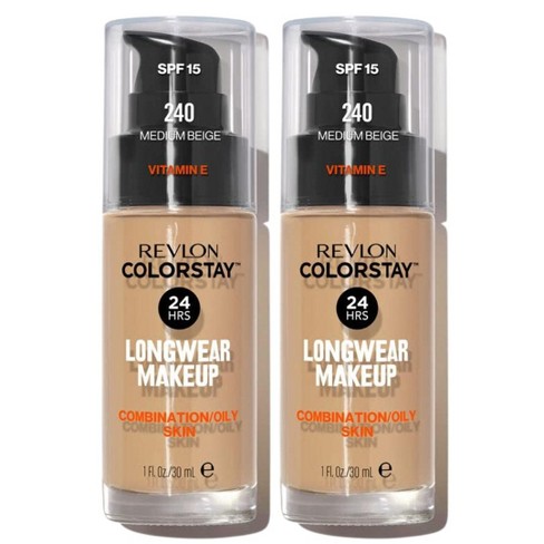 Revlon Colorstay 240 Medium Beige Face Longwear Makeup Liquid Foundation For Combination Oily Skin Spf 15 pack Of 2 Color Stay Target