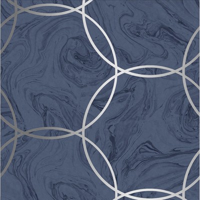 Aqueous Geo Cobalt Blue And Silver Geometric Paste The Wall Wallpaper ...