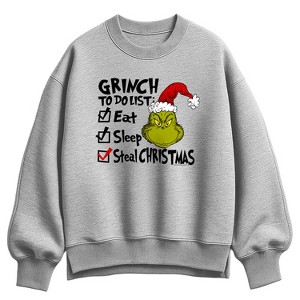 Women's - The Grinch - To Do List Oversized Fleece Crew Sweatshirt : Target