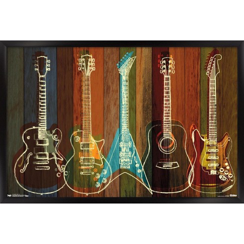 Trends International Guitars Wall Art Framed Wall Poster Prints : Target