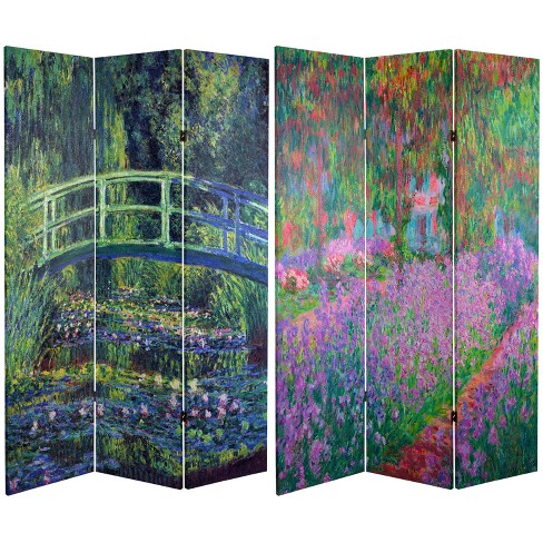 6' Tall Double Sided Works Of Monet Canvas Room Divider Water Lily ...