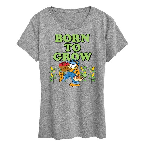 Women's Garfield Born To Grow Short Sleeve Graphic T-shirt - Heather ...