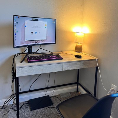 Loring Wood Writing Desk With Drawers And Charging Station - Threshold ...