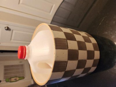 Checker Stoneware Indoor Outdoor Planter Pot Ivory 5.88"x5.88 ...