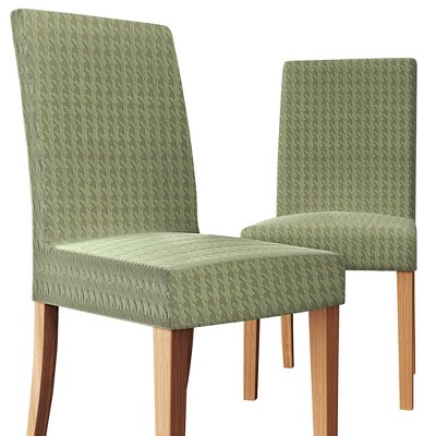 Collections Etc Houndstooth Textured Chair Slipcovers - Set Of 2 Sage ...