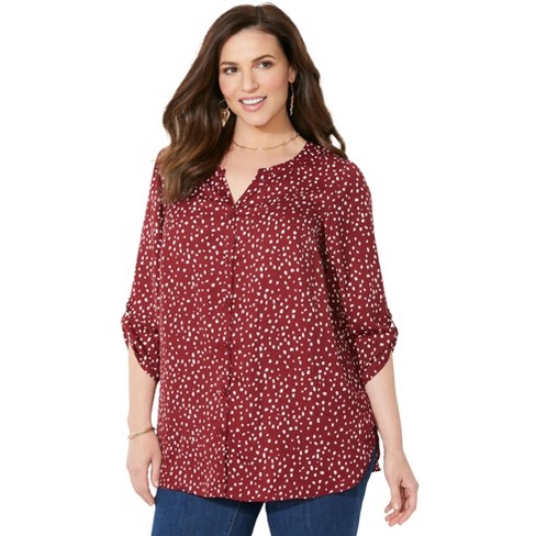 Catherines Women's Plus Size Breezeway Georgette Blouse - 5x, Rich ...