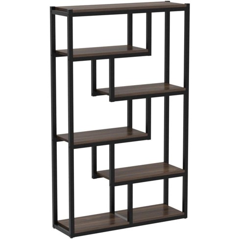 Tribesigns 69" 6-tier Bookshelf, Vintage Storage Display Staggered ...