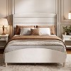 Garvee Queen Upholstered Platform Bed Frame, Wingback Headboard ...