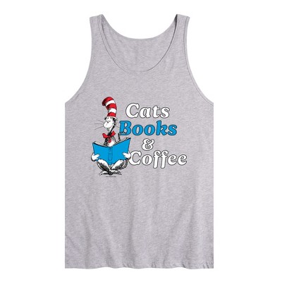 Men's - The Cat in the Hat - Cats, Books, And Coffee Graphic Tank Top ...