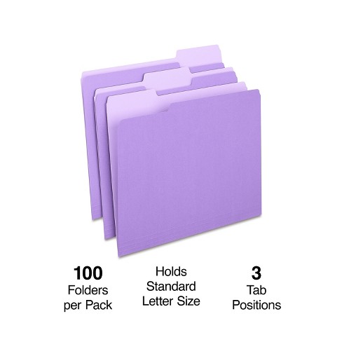 Myofficeinnovations Colored Top-tab File Folders 3 Tab Purple Letter ...