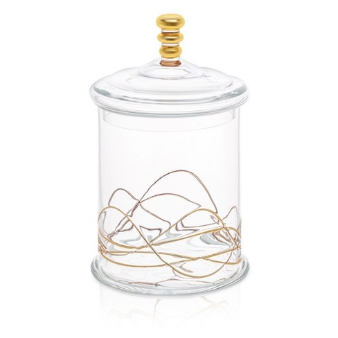 Classic Touch Medium Vivid 70 Oz Glass Canister Jar With Lid - 14k Gold ...