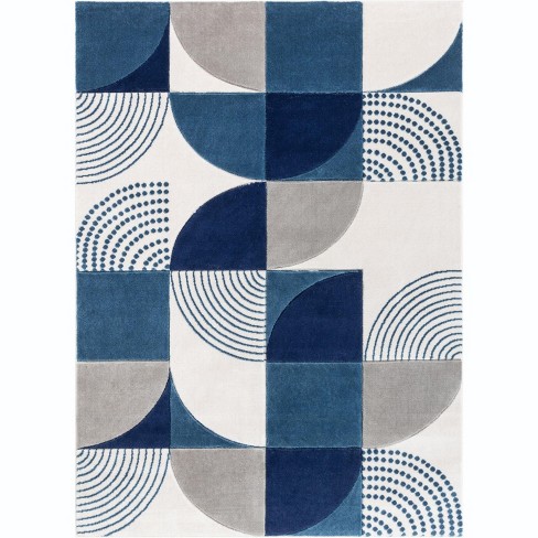 Well Woven Maggie Blue Modern Geometric Dots & Boxes Pattern Area Rug ...