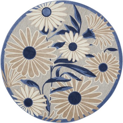 Nourison Aloha Daisy Flower Flatweave High-low Indoor Outdoor Round Rug ...