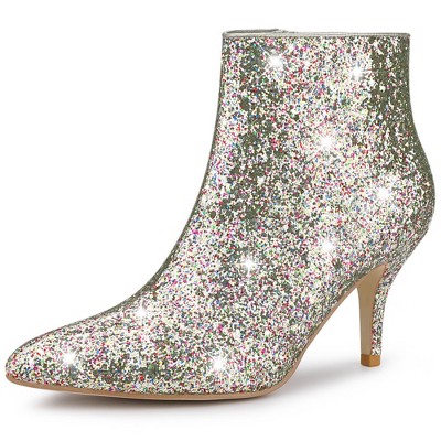 Allegra K Women's Pointy Toe Sparkle Glitter Stiletto Heel Knee High ...