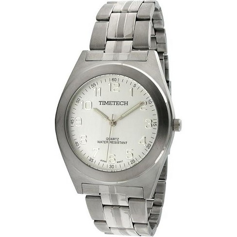 Timetech Men's Silver Dial Stainless Steel Bracelet Watch : Target