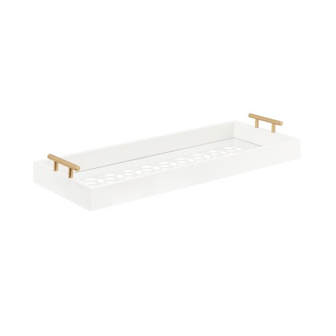 Kate And Laurel Caspen Rectangle Decorative Tray, 10x24, White : Target