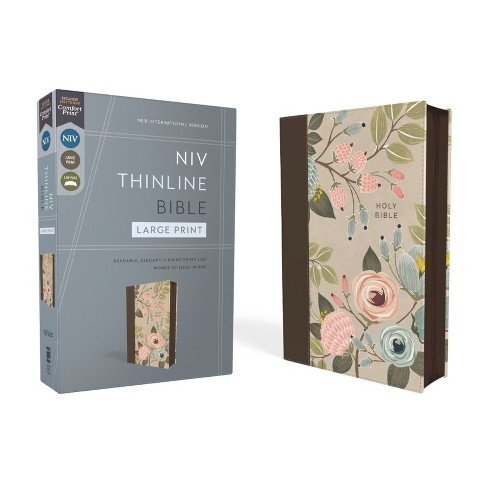 Niv, Thinline Bible, Large Print, Leathersoft, Floral, Zippered, Red ...