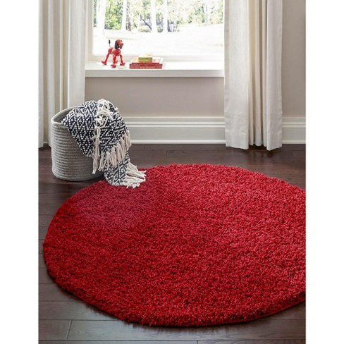 Unique Loom 3' 3 X 3' 3 Solid Shag Cherry Red Area Rug : Target