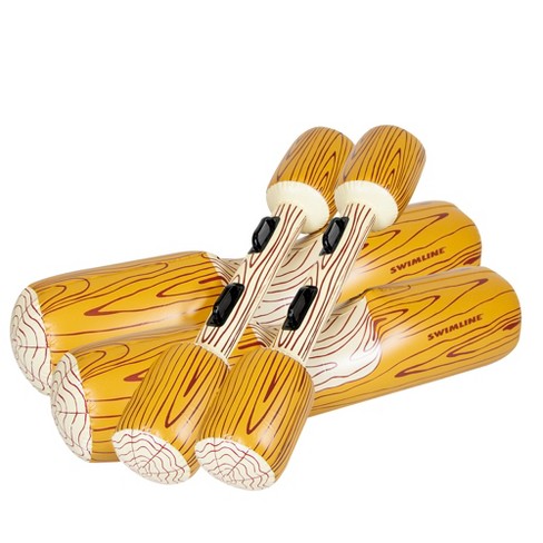 Swimline 4-pc Inflatable Log Flume Swimming Pool Jousting Set - Brown ...