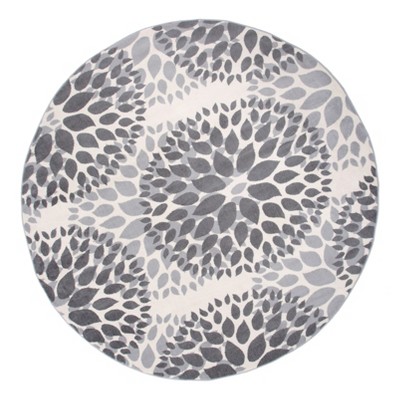 World Rug Gallery Modern Floral Circles Gray 6'6" Round Rug : Target