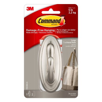 Command Large Sized Traditional Decorative Hook Nickel : Target