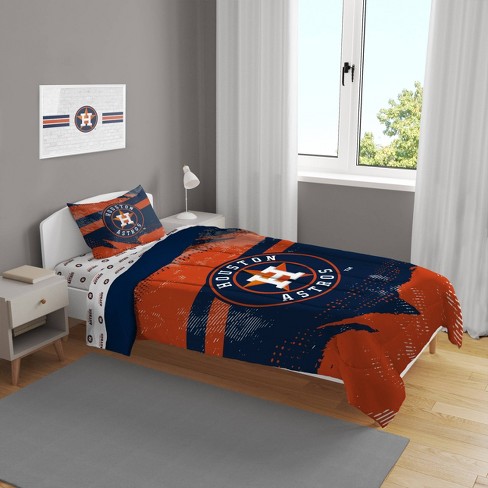 Mlb Houston Astros Slanted Stripe Twin Bedding Set In A Bag - 4pc : Target