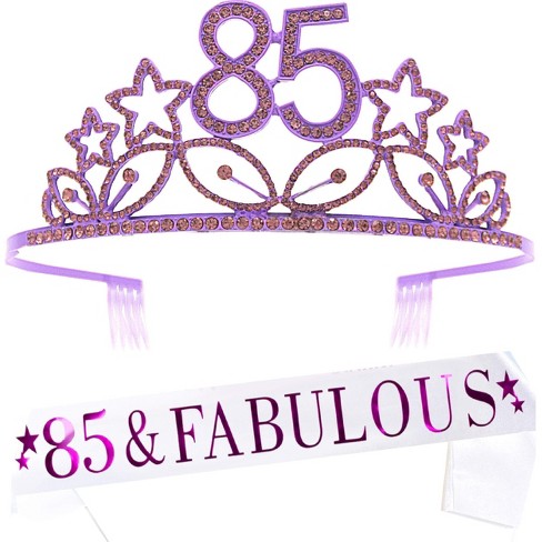 Meant2tobe 85th Birthday Sash & Tiara Set, Purple Rhinestone : Target