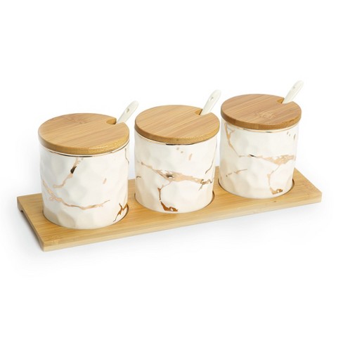 Classic Touch White Porcelain Canister Set With Gold Design -11.25"l ...