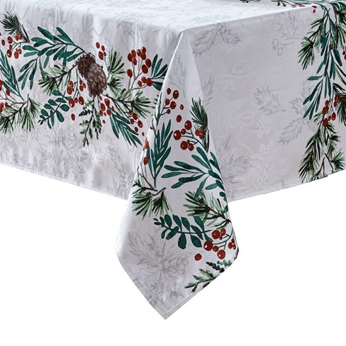 Elrene Holly Berry Flourish Holiday Fabric Tablecloth - Elrene Home ...