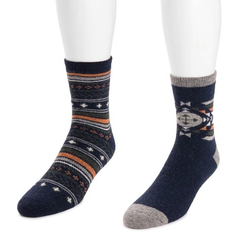 Muk Luks Men's Wool 6 Inch Socks (2 Pair Pack), One Size Fits Most ...