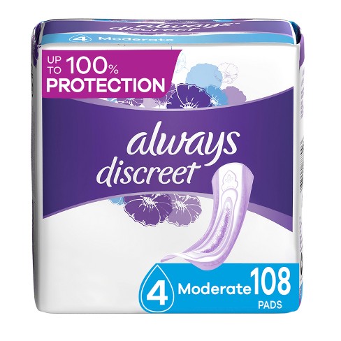 Always Discreet Moderate Incontinence Pads - 108ct : Target