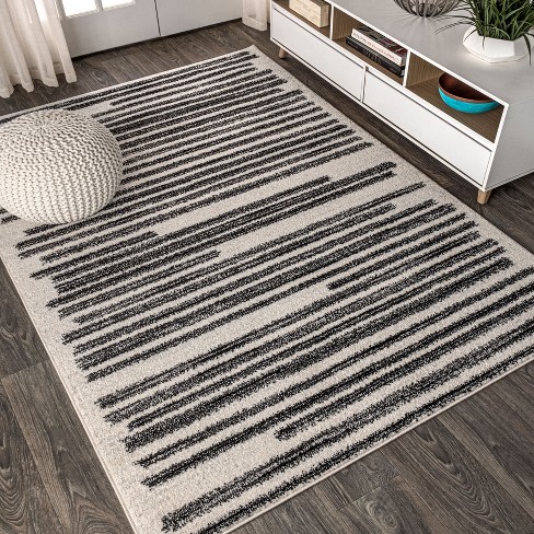 Jonathan Y Khalil Modern Berber Stripe Cream/black 9 Ft. X 12 Ft. Area ...