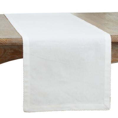 Saro Lifestyle Table Runner With Striped Woven Design, Ivory, 16" X 90 ...
