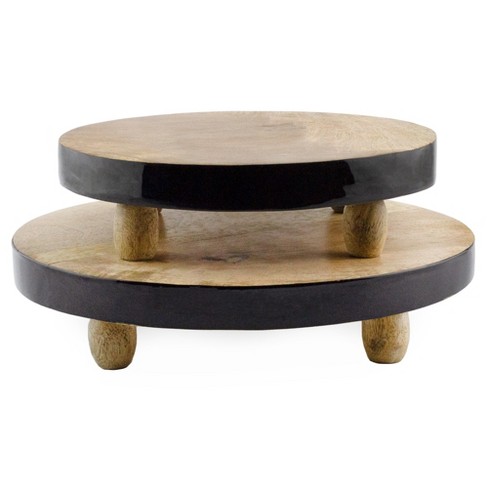 Auldhome Design Farmhouse Round Wooden Risers 2pc Set, Rustic ...