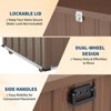 Waterproof Steel Patio Storage Box on Wheels, Outdoor Deck Chest with ...