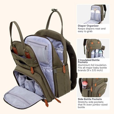 BabbleRoo Diaper Bag Backpack Stylish 26L Hands Free Baby Bag with ...