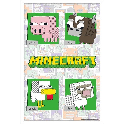 Trends International Minecraft - Simple Comic Animal Grid Framed Wall ...