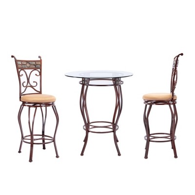 Boraam 3 Pc Beau 42" Bar Height Dining Set - Bronze Finish : Target