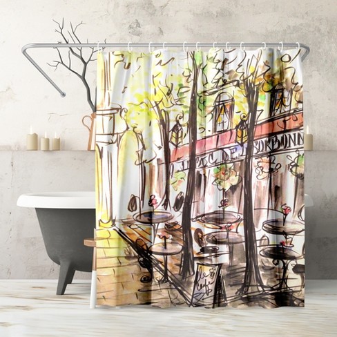 Americanflat 71" X 74" Shower Curtain, Paris Café By Cara Francis : Target