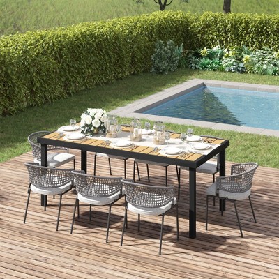 Outsunny 75" X 35" Outdoor Dining Table For 8 People, Rectangular ...