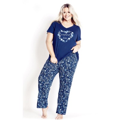 Women's Plus Size Weekend Love Sleep Top - Navy | Avenue : Target