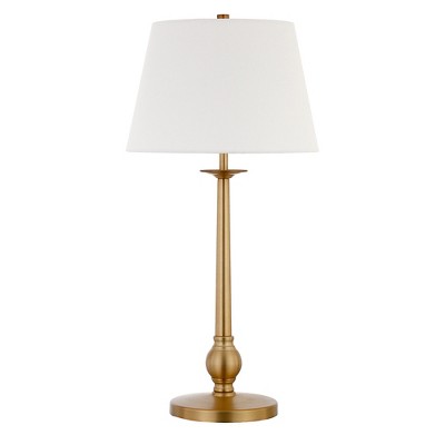 Hudson and Canal 28" Tall Table Lamp with Fabric Shade Brass/White ...